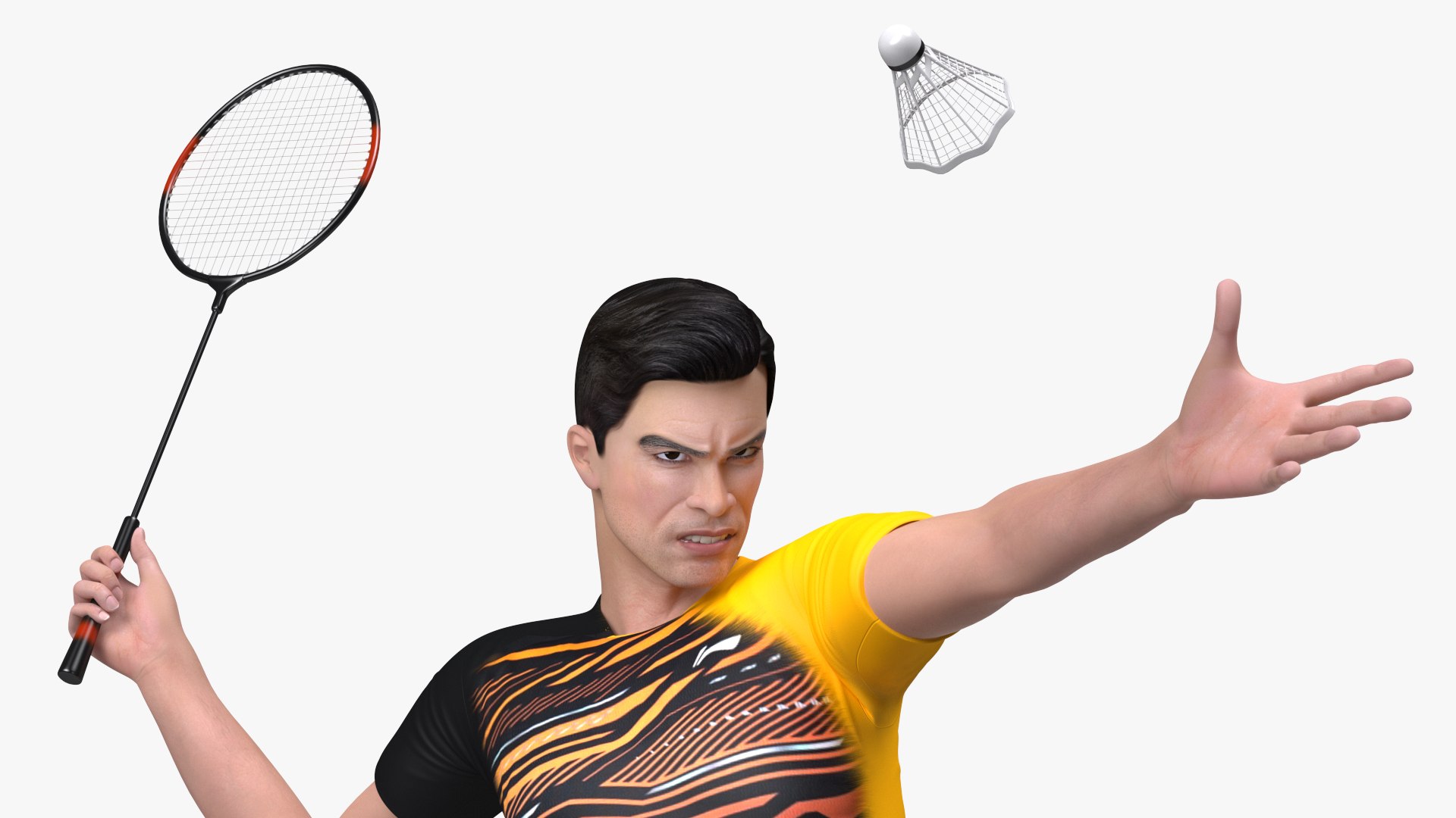 Asian Man with Badminton Racket Playing Pose 3D model - TurboSquid 1816241