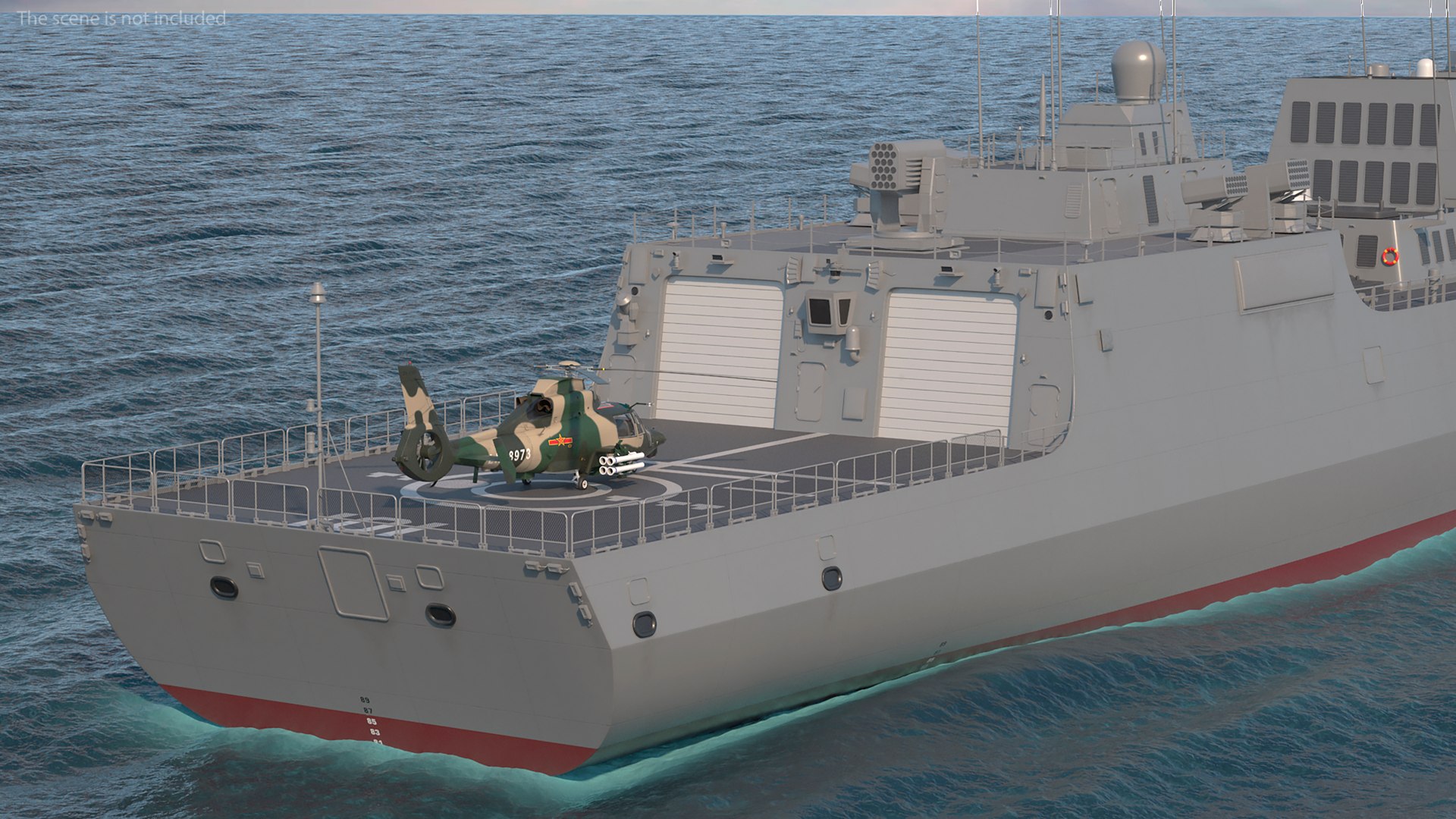 3D NAVY TYPE 055 Destroyer With Harbin Z-9WZ Helicopter - TurboSquid ...