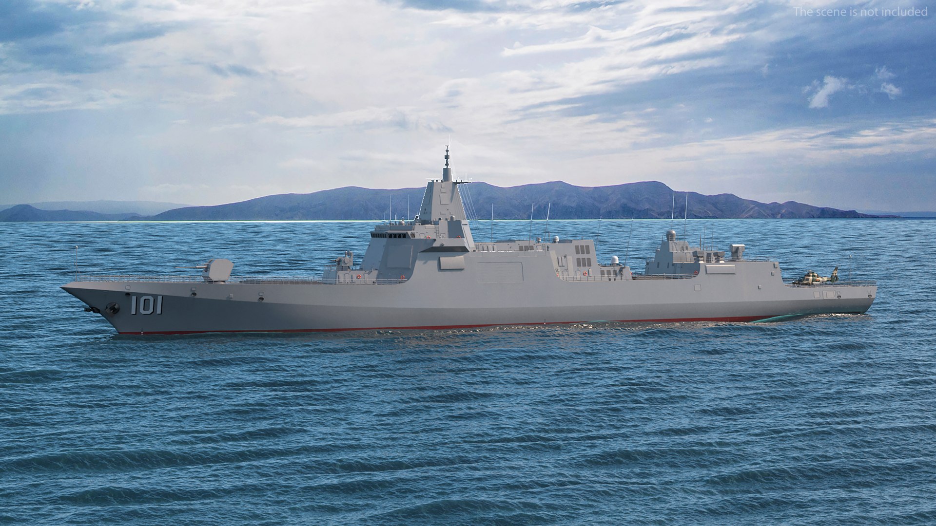 3D NAVY TYPE 055 Destroyer With Harbin Z-9WZ Helicopter - TurboSquid ...