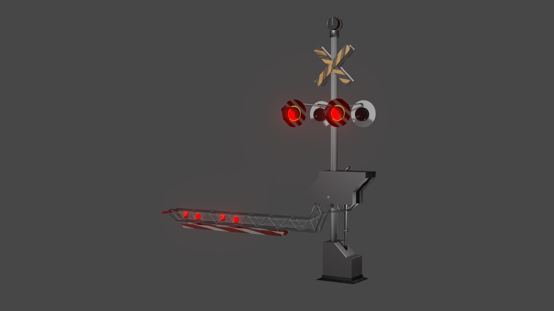 3D Model Train Stop Light Mechanical - Cancela Mecanica De Trem ...