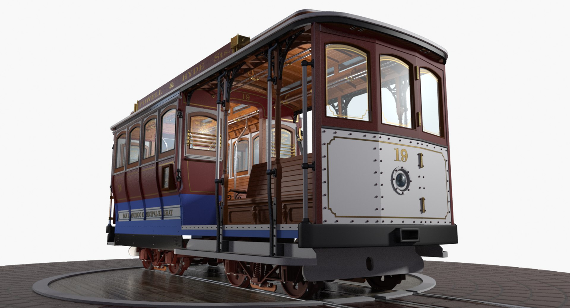 3D Famous San Francisco Cable Car Model - TurboSquid 1217125
