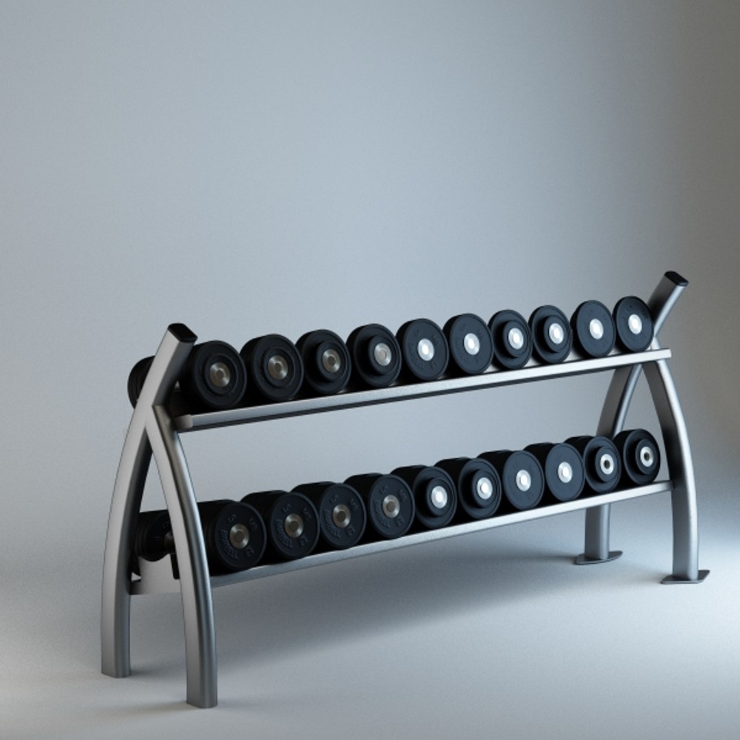 3d twin tier dumbbell rack model