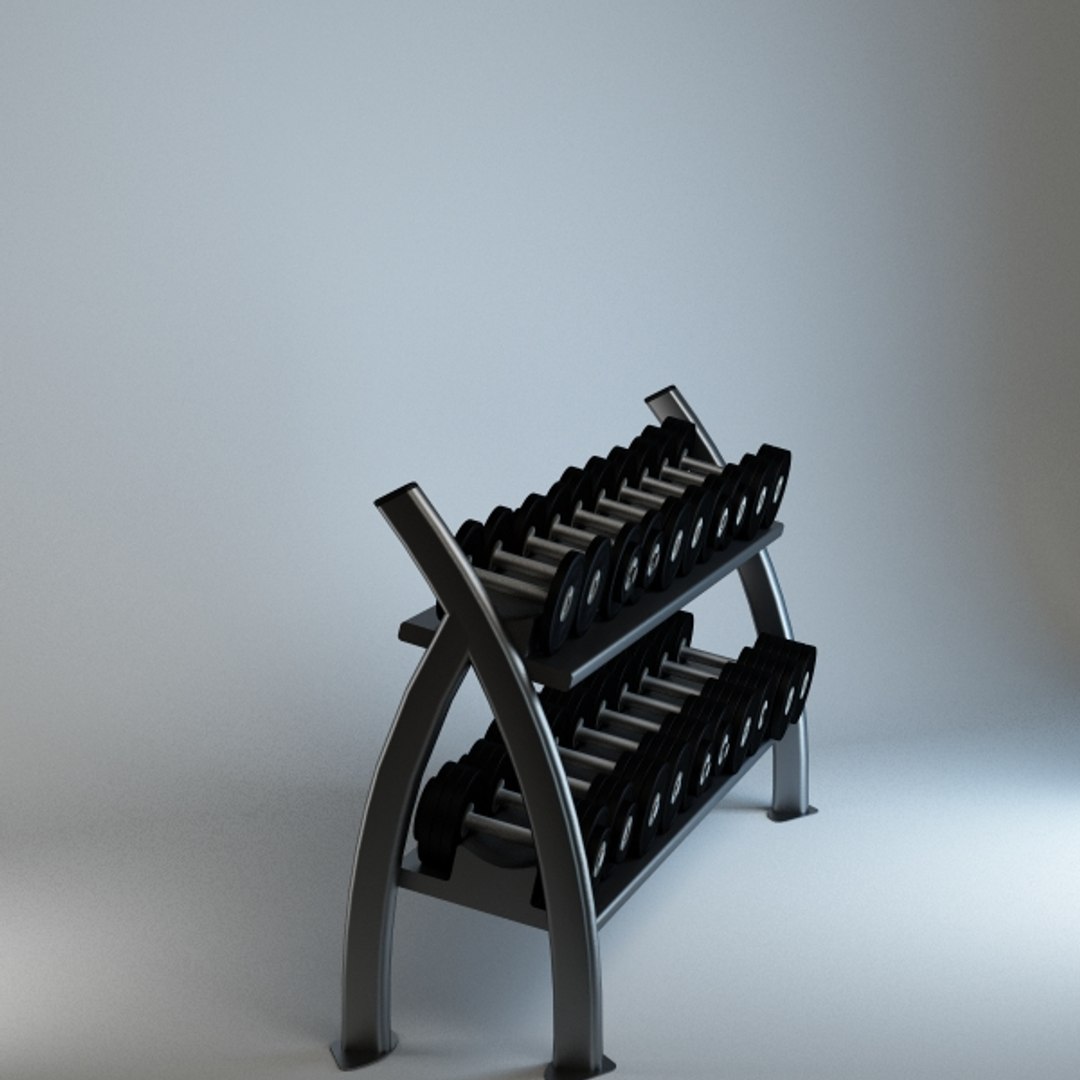 3d twin tier dumbbell rack model
