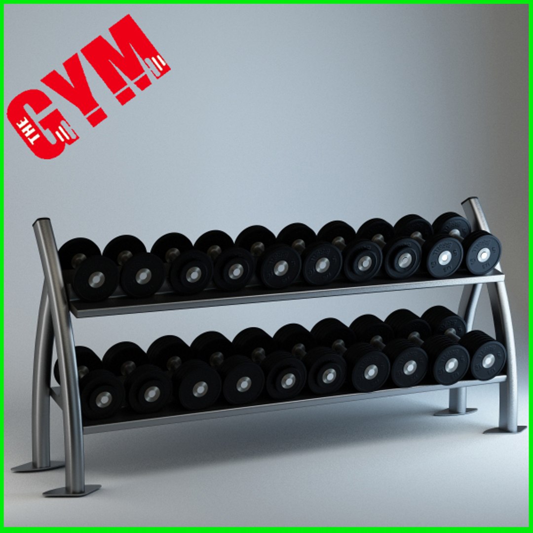 3d twin tier dumbbell rack model
