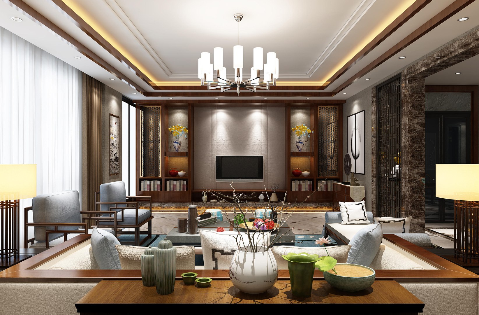 Chinese Style Living Room Dining Room 3D Model - TurboSquid 2024709