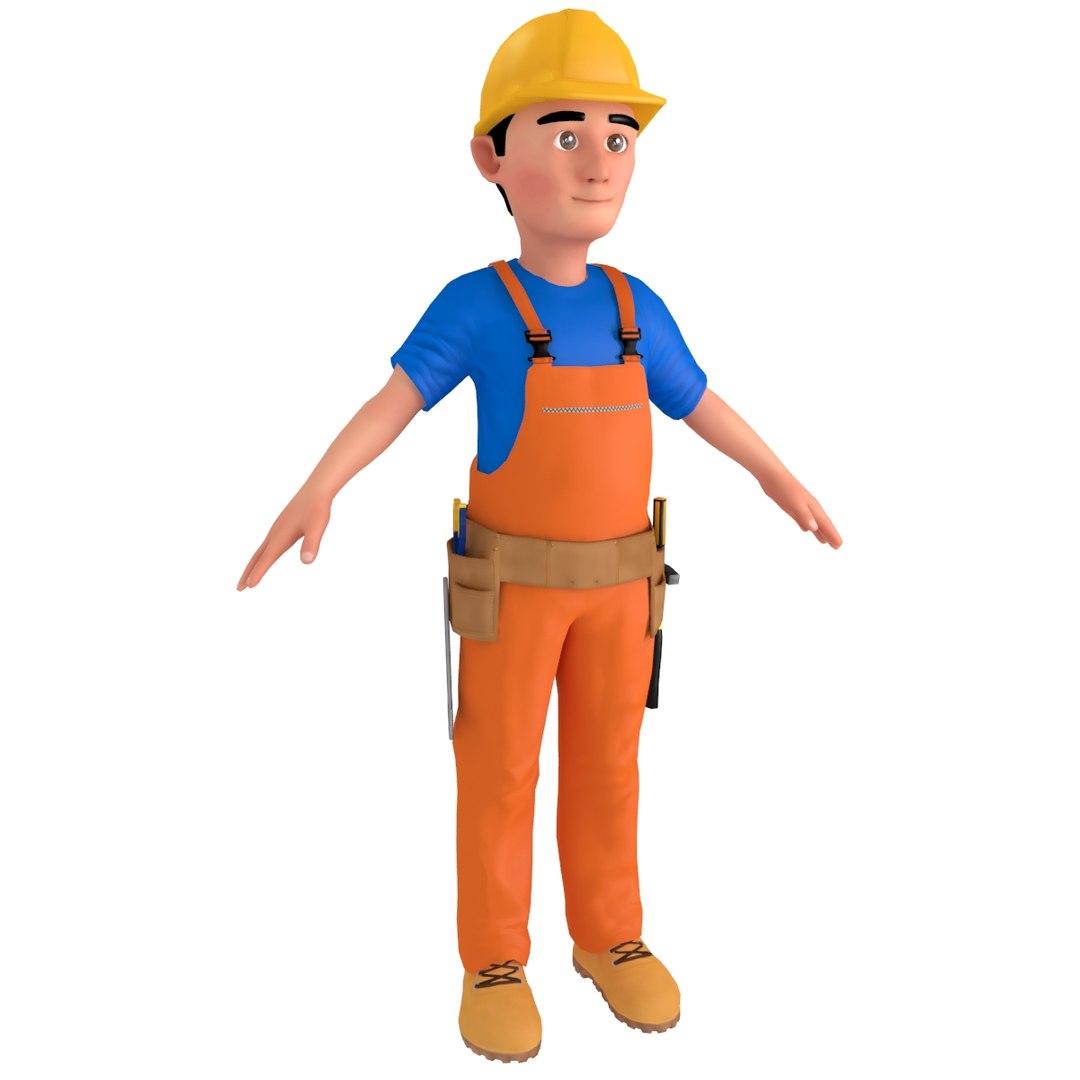 3D Cartoon Worker Man Model - TurboSquid 1347115