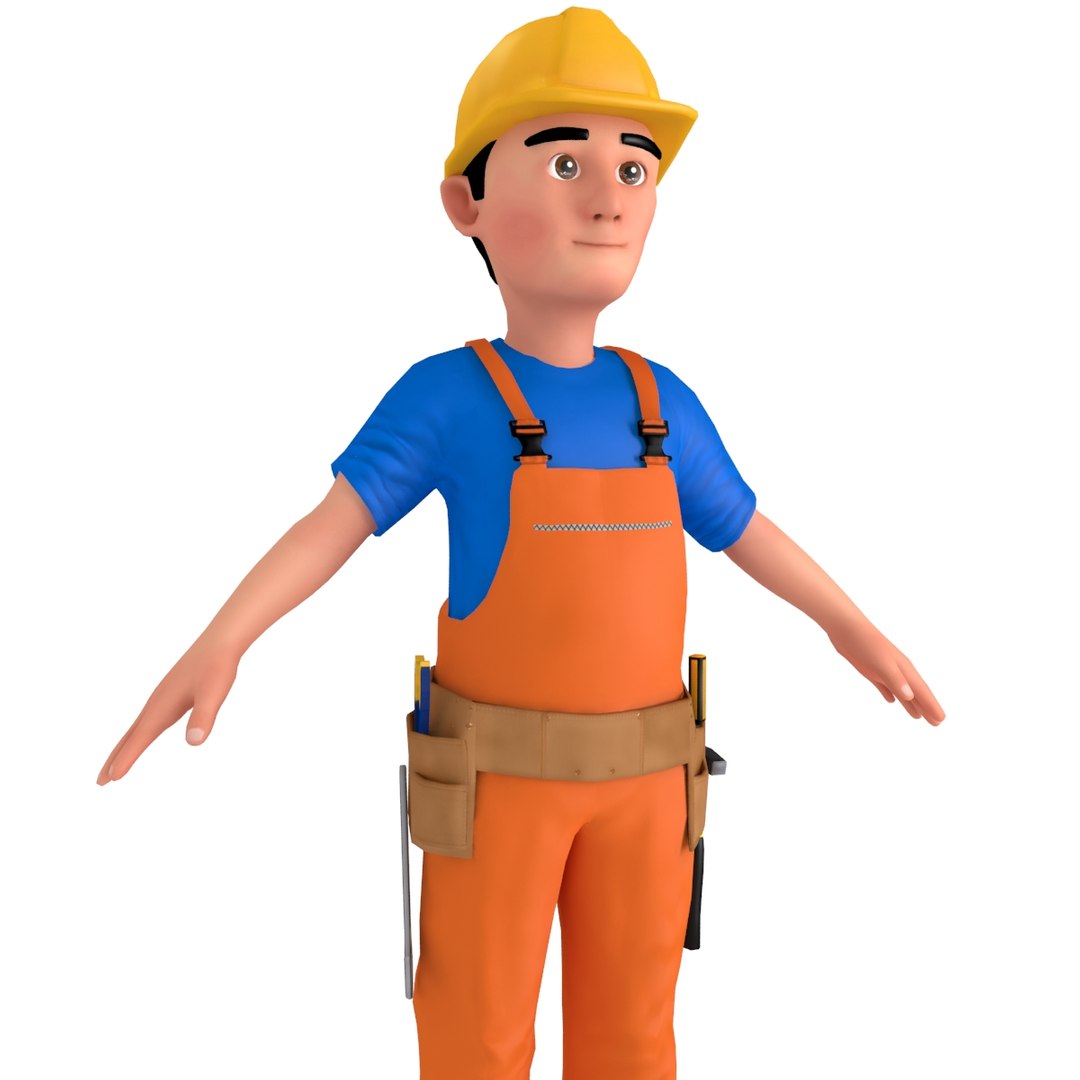 3D Cartoon Worker Man Model - TurboSquid 1347115