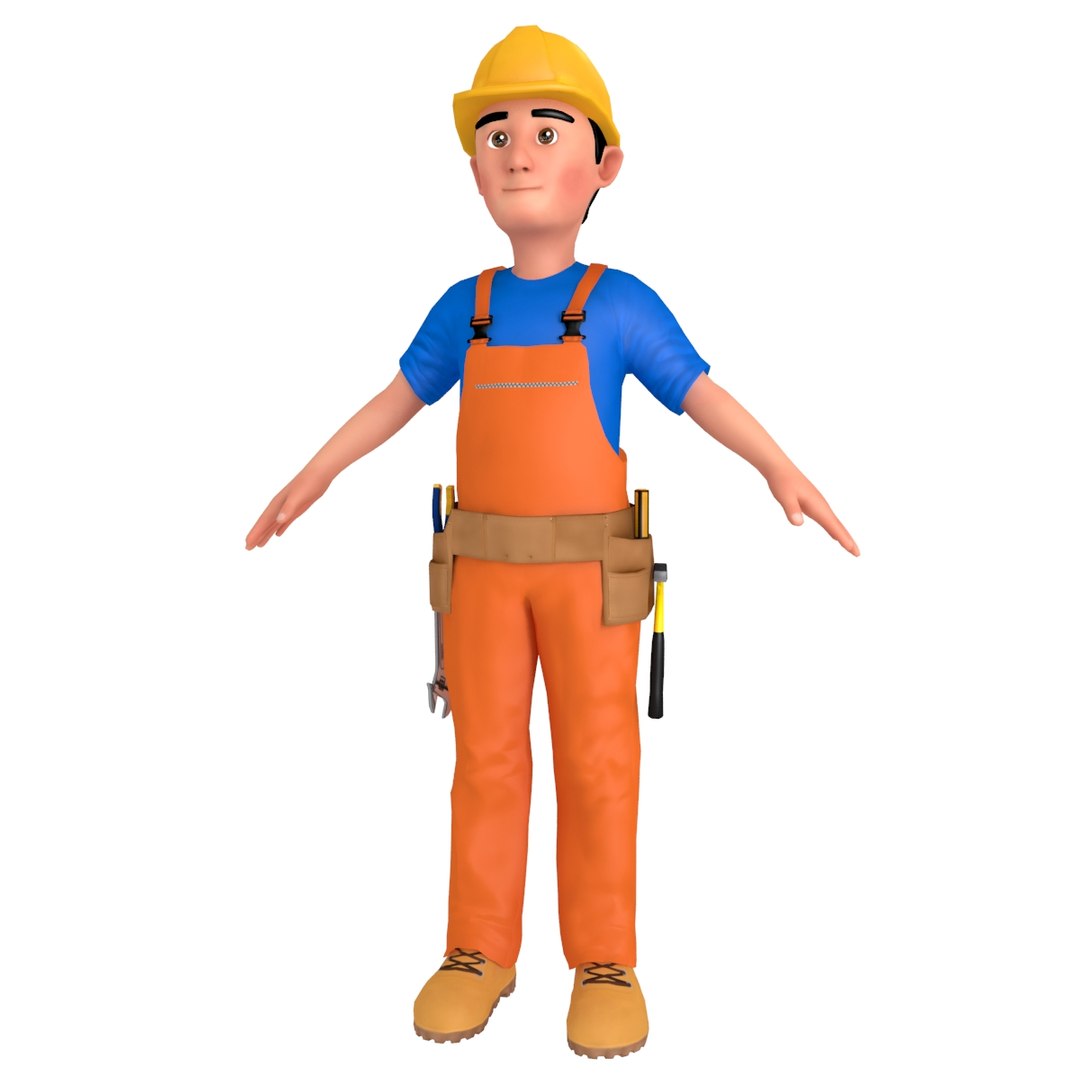 3D Cartoon Worker Man Model - TurboSquid 1347115