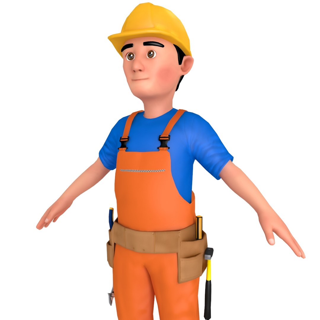 3D Cartoon Worker Man Model - TurboSquid 1347115