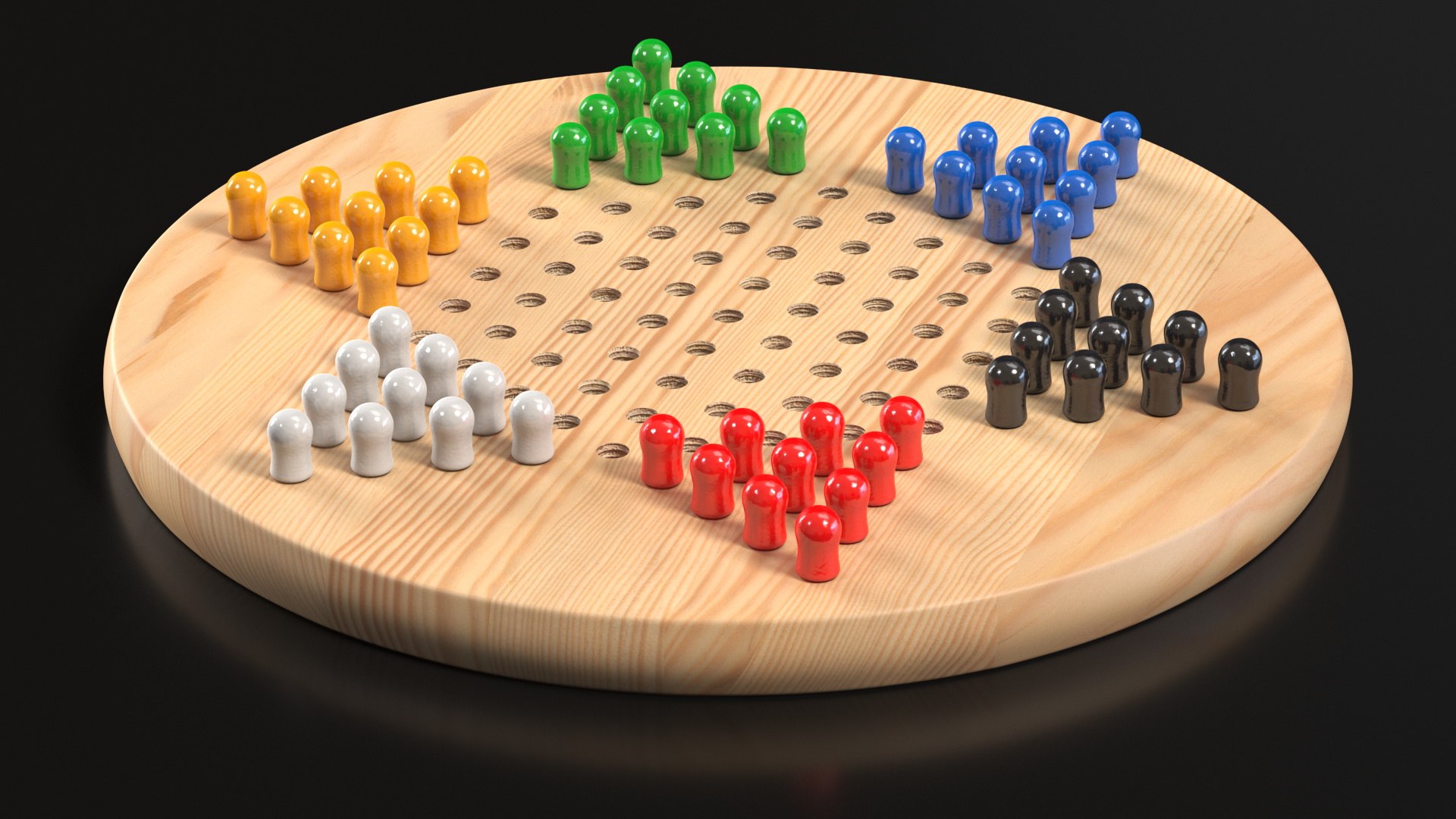 Chinese Checkers Game With Wooden Pegs 3D Model - TurboSquid 1954840