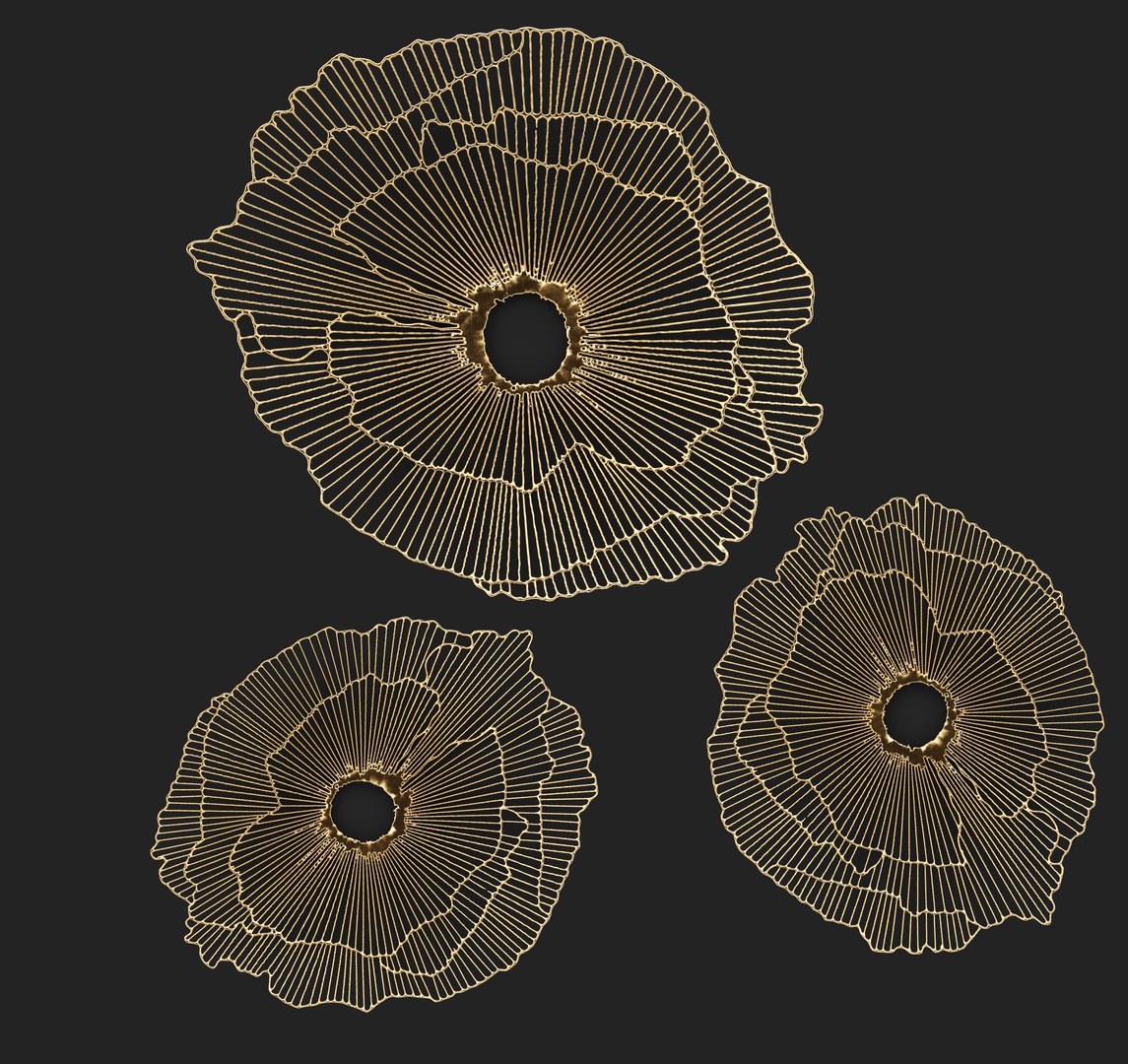 3D Model Gold Wall Art Sculpture - TurboSquid 1309992