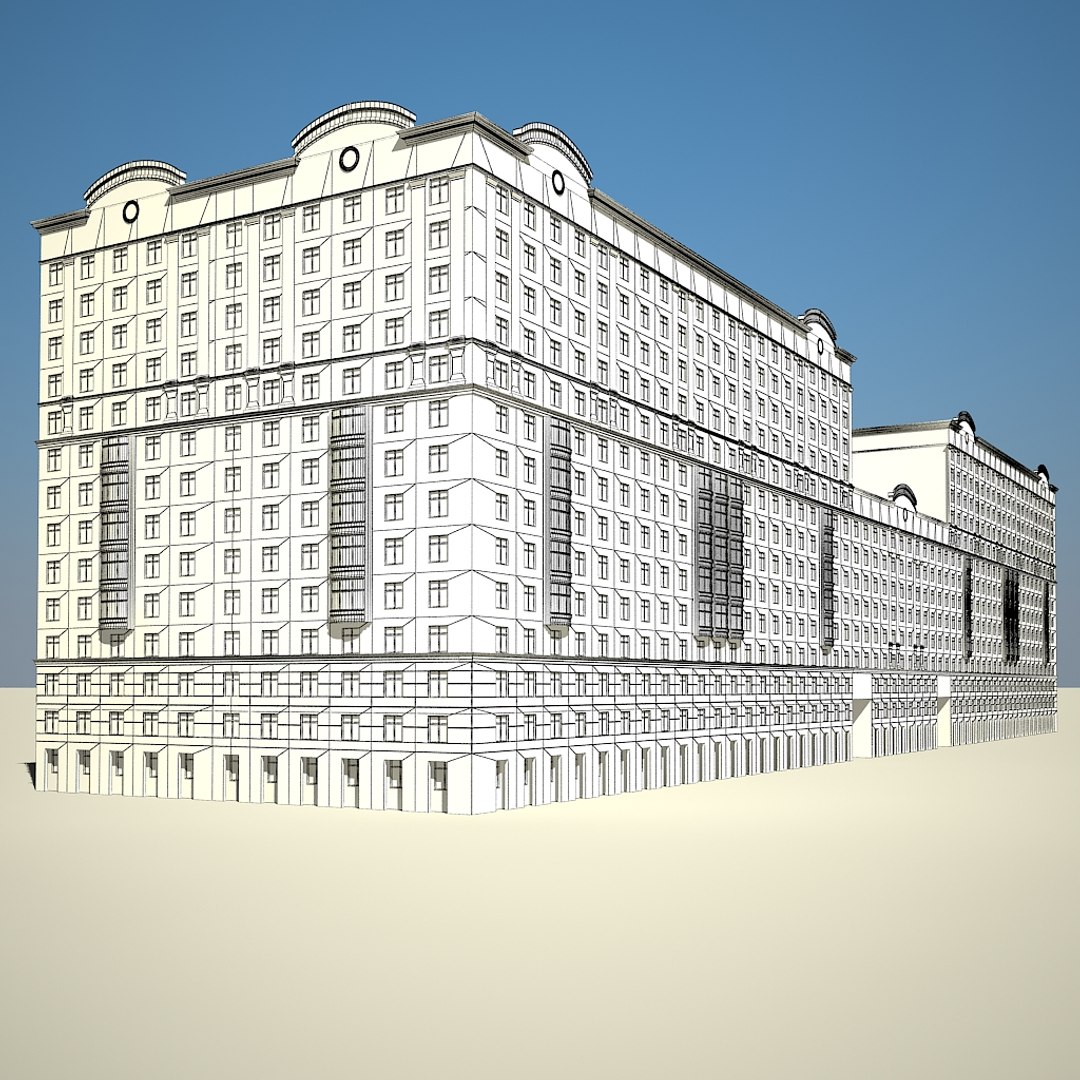 Long Red Brick Building 3d Model