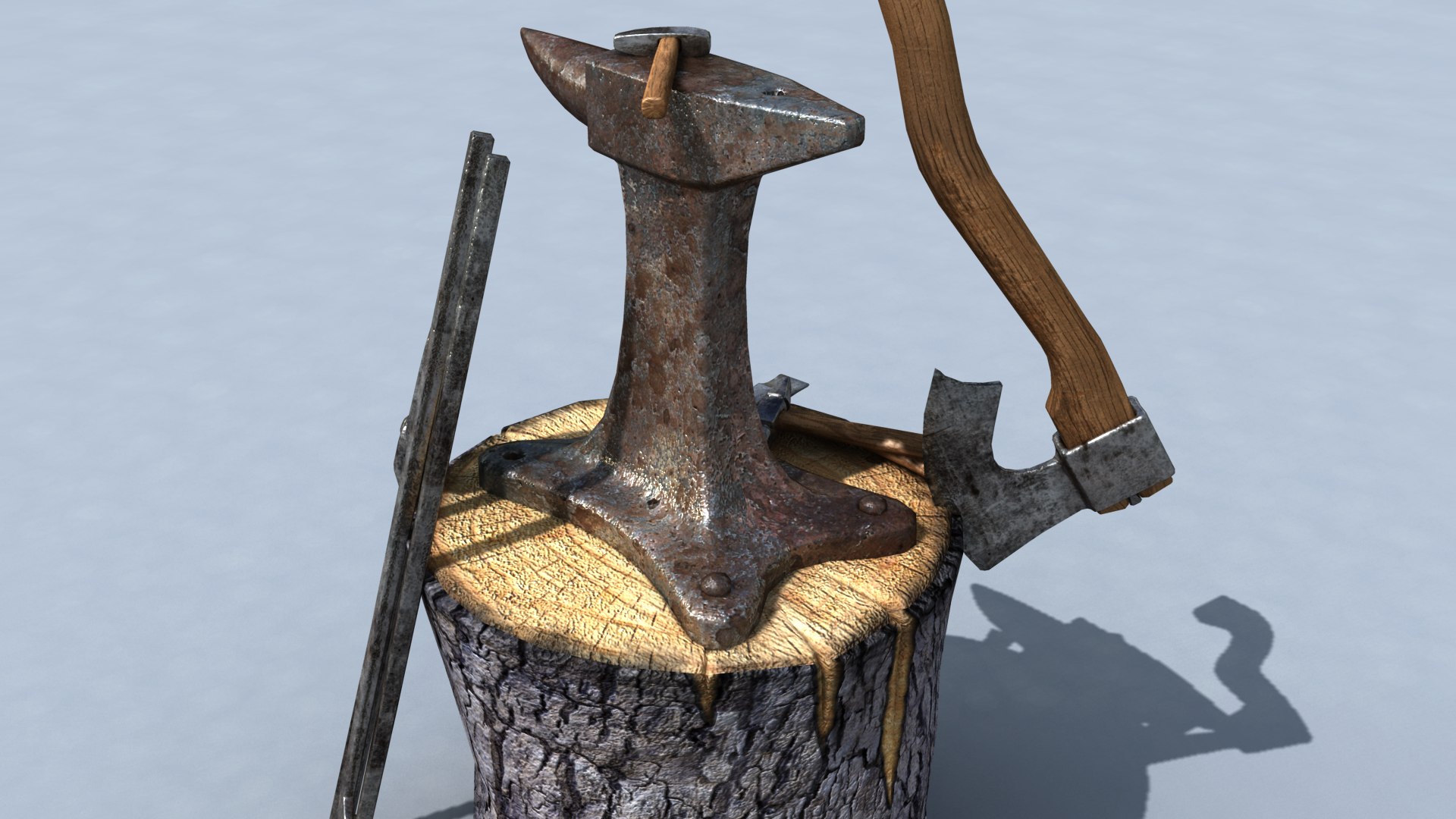 3d model blacksmith anvil set