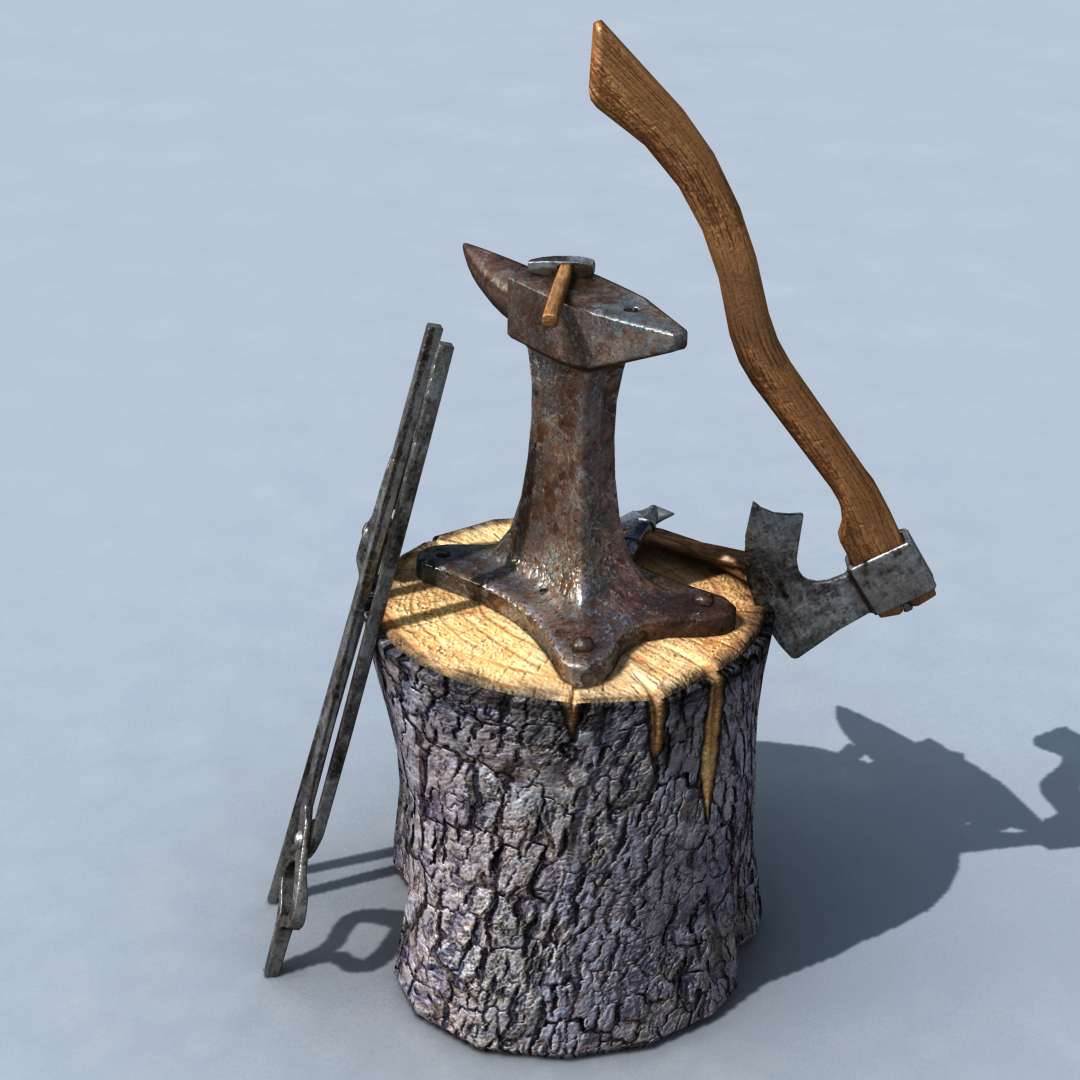 3d model blacksmith anvil set
