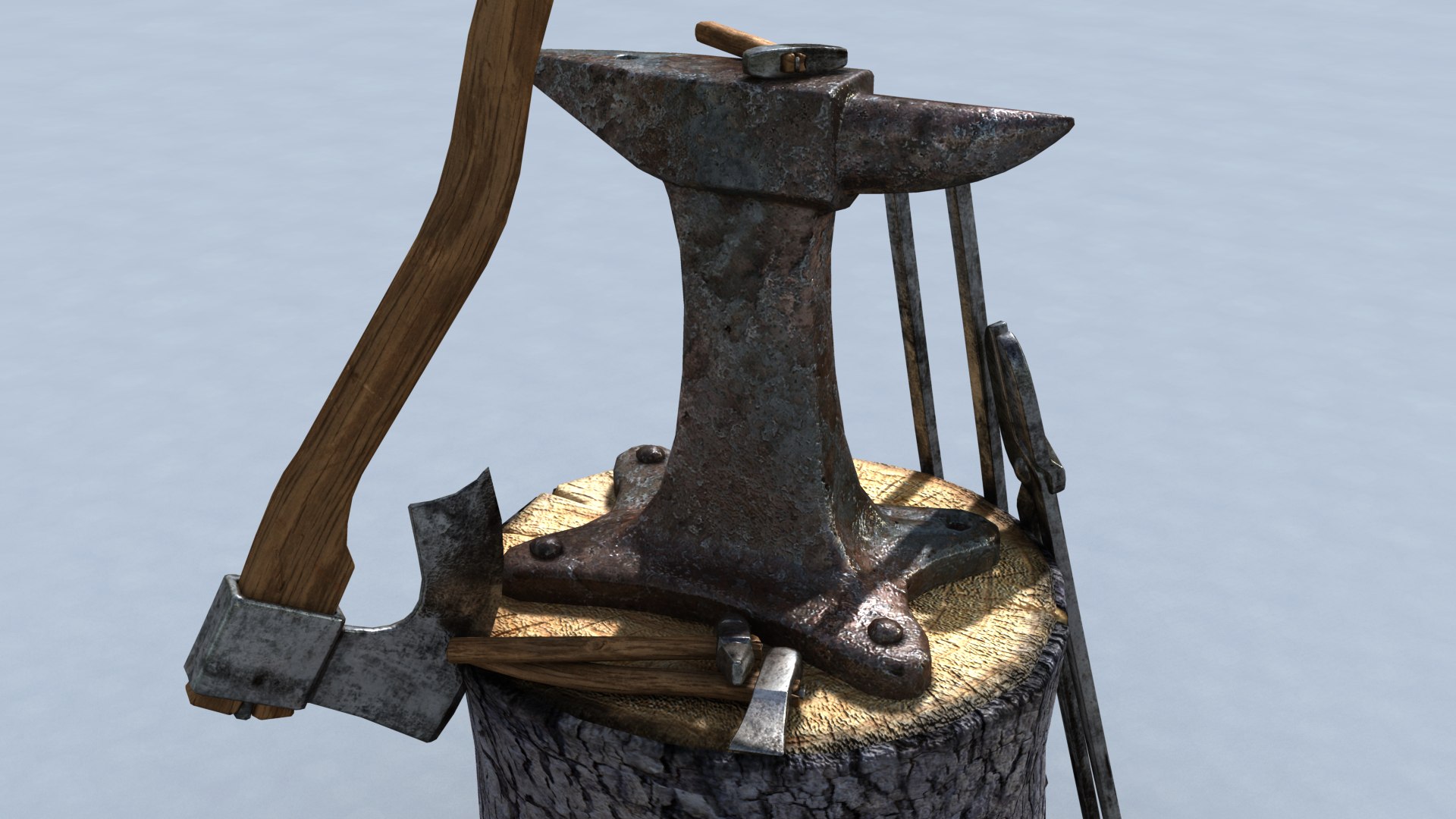 3d model blacksmith anvil set