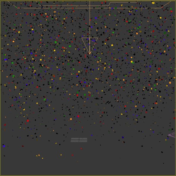 3d model of falling confetti particle flow