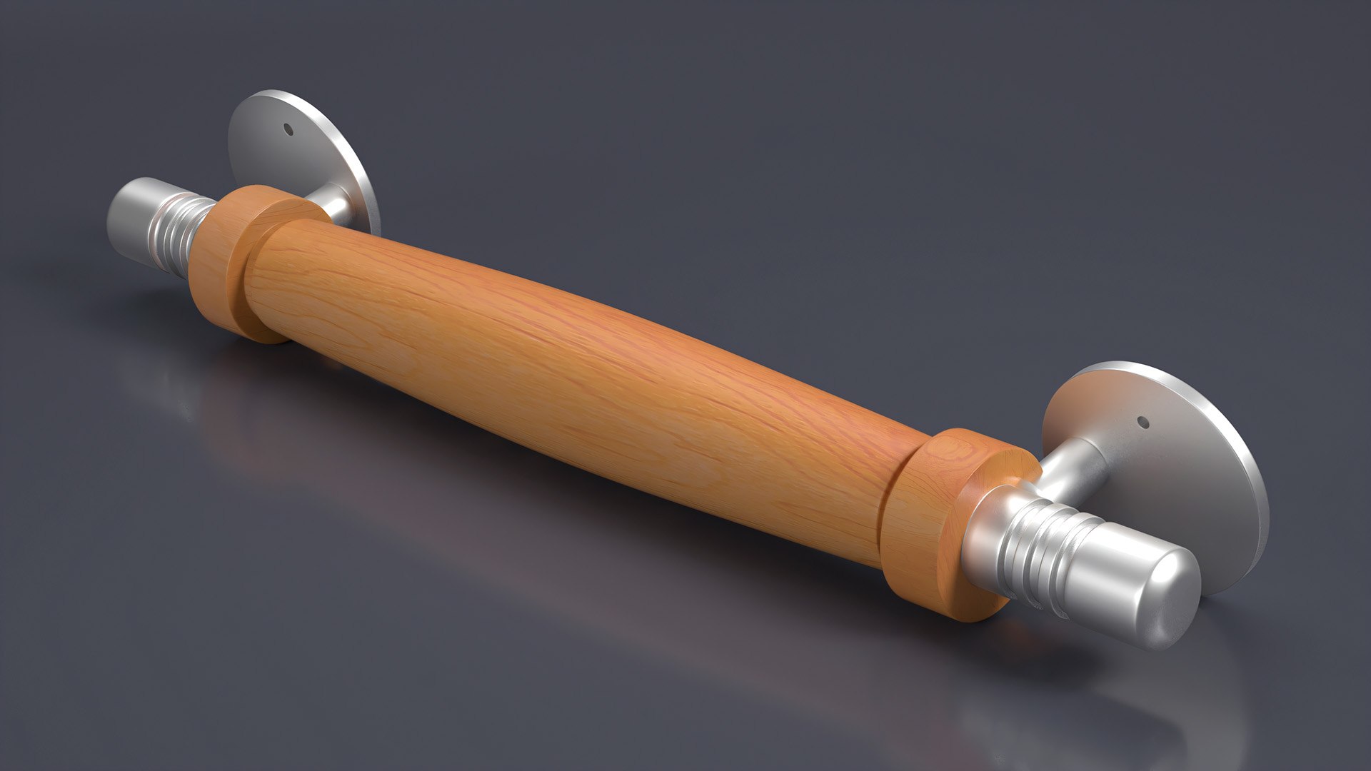 Door Metal Handle With Wooden Oval Insert 3D Model - TurboSquid 2244945