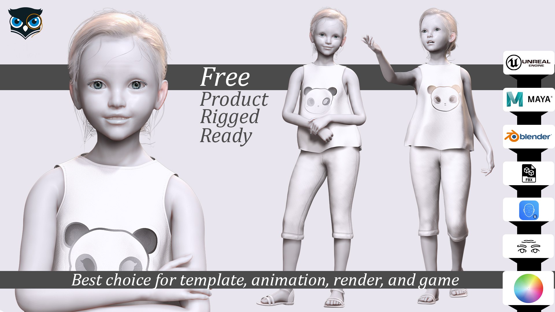Free Free Rigged 3D Girl Character Game Animation Ready 3D Model ...