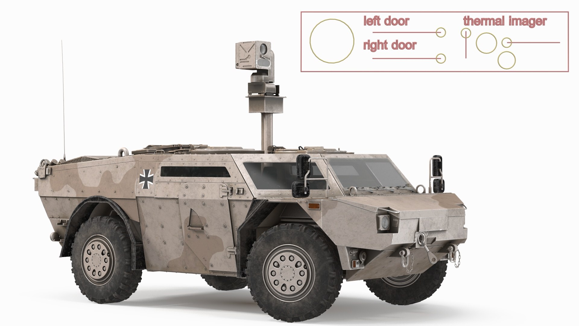 fennek kmw 4x4 armoured 3d model