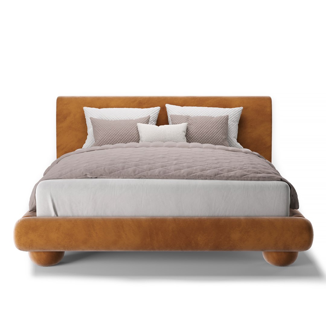 Caramel Vintage Velvet Bed 3D Model - TurboSquid 2328067
