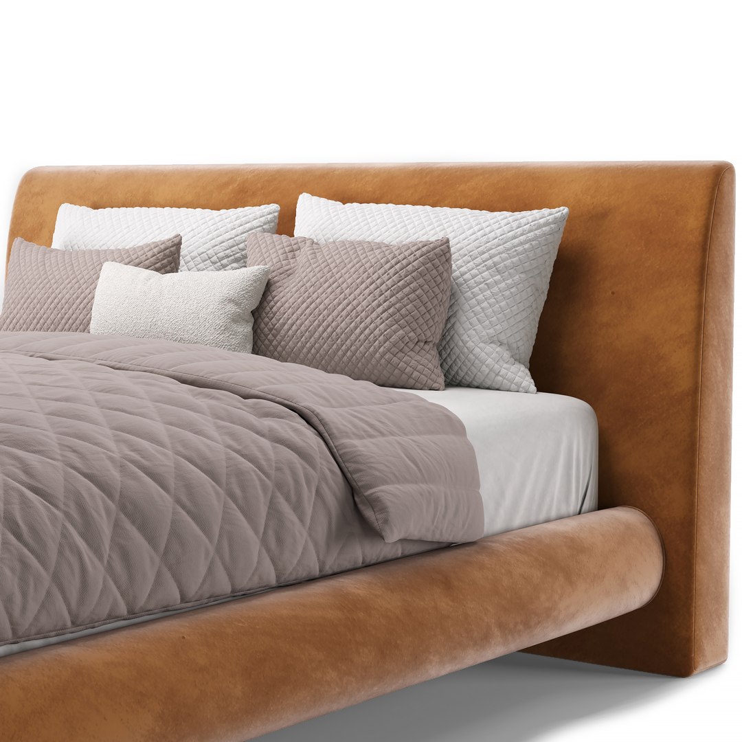 Caramel Vintage Velvet Bed 3D Model - TurboSquid 2328067