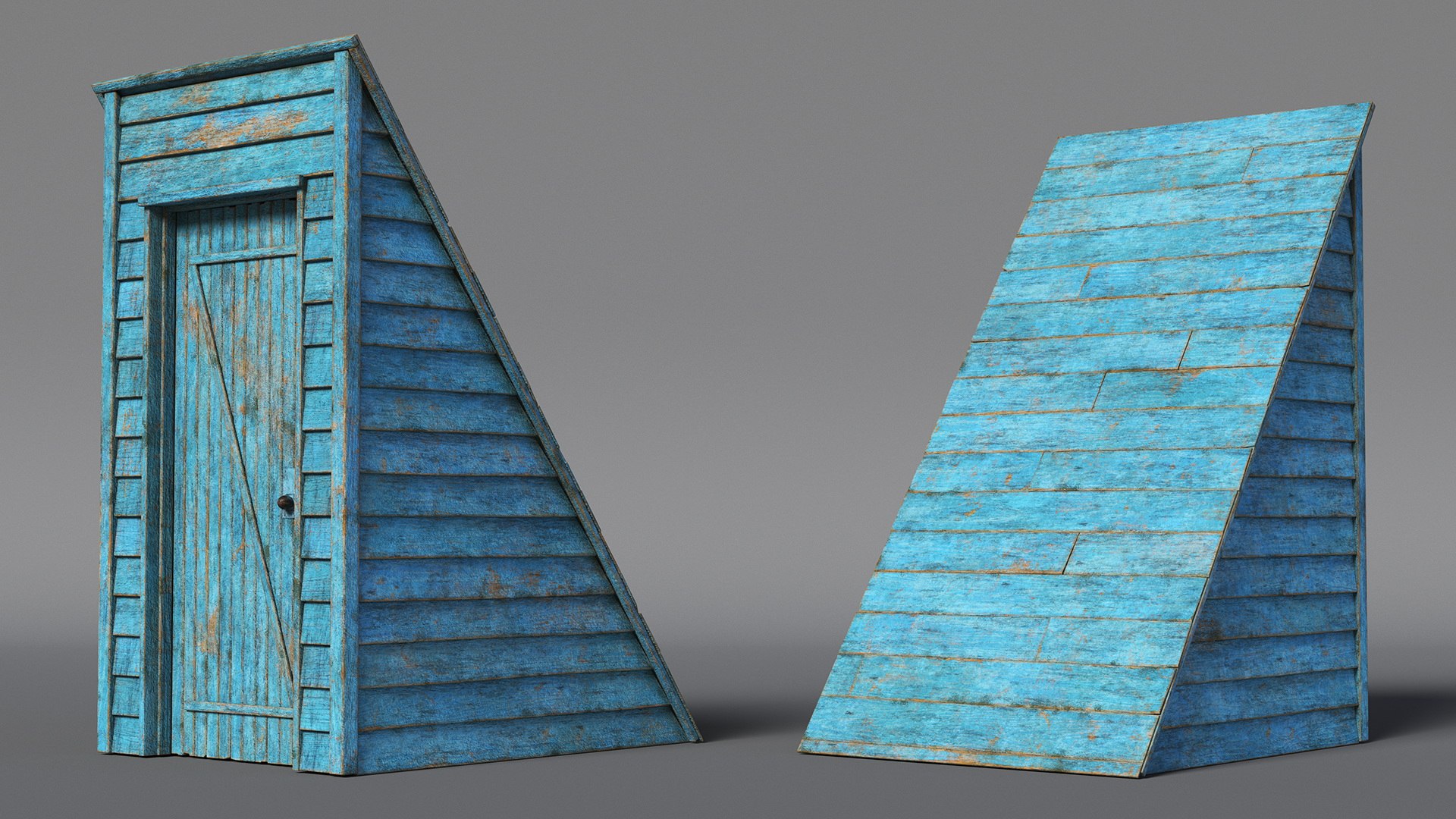 Old Wooden Rooftop Stair Exit Blue 3D Model - TurboSquid 2207733