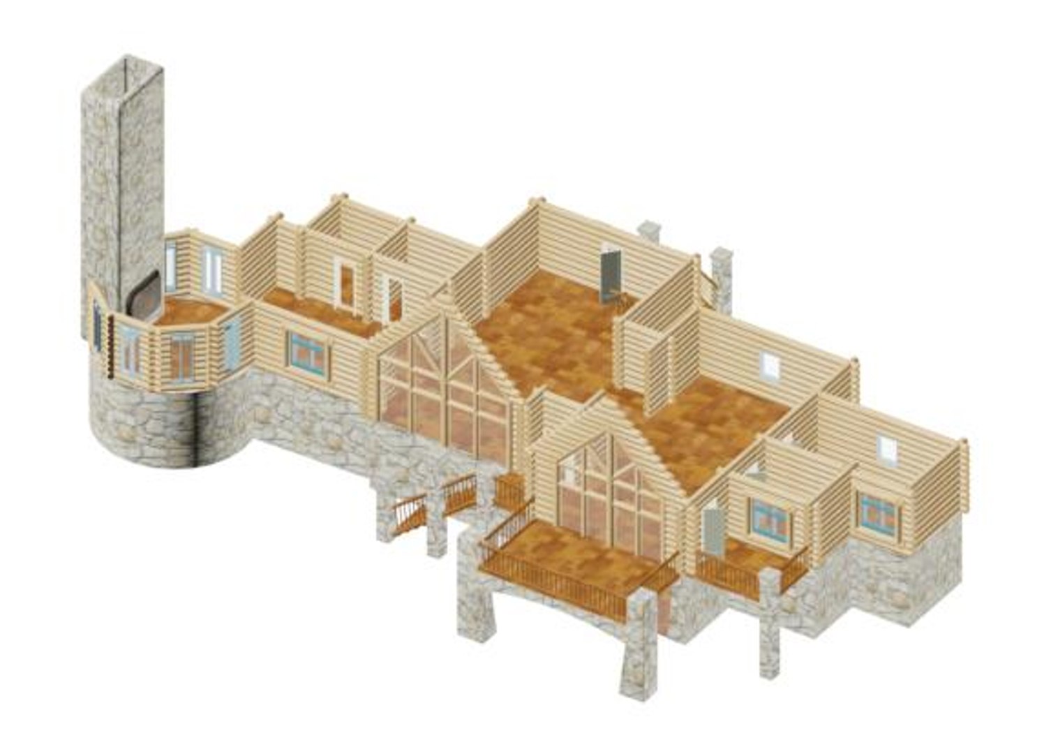 3d Log Home - Timber