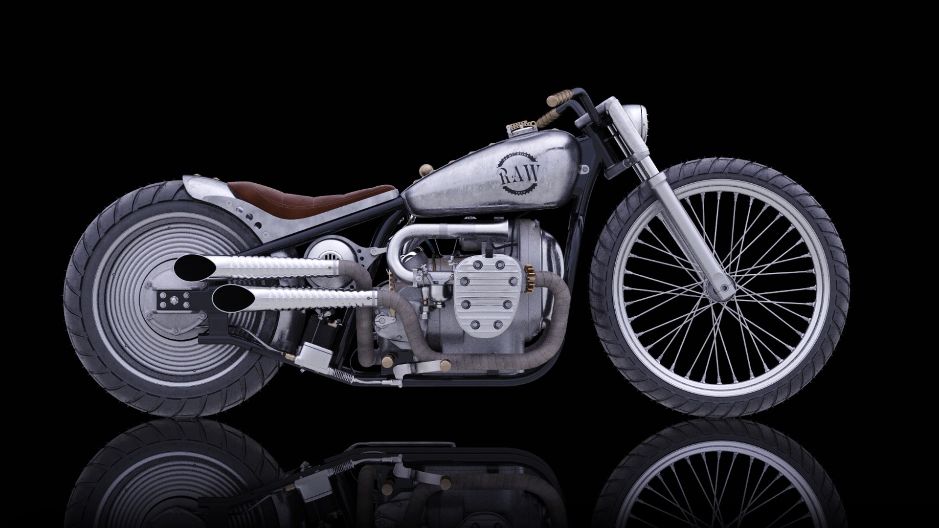 3d model bike custom oppozite engine
