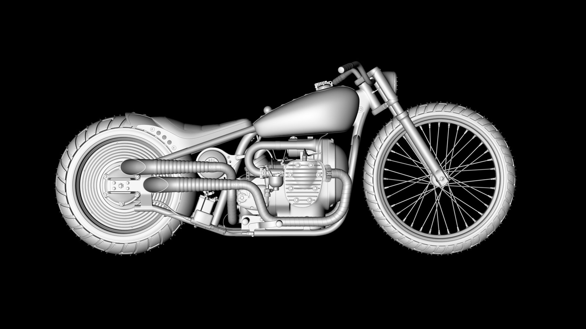 3d model bike custom oppozite engine
