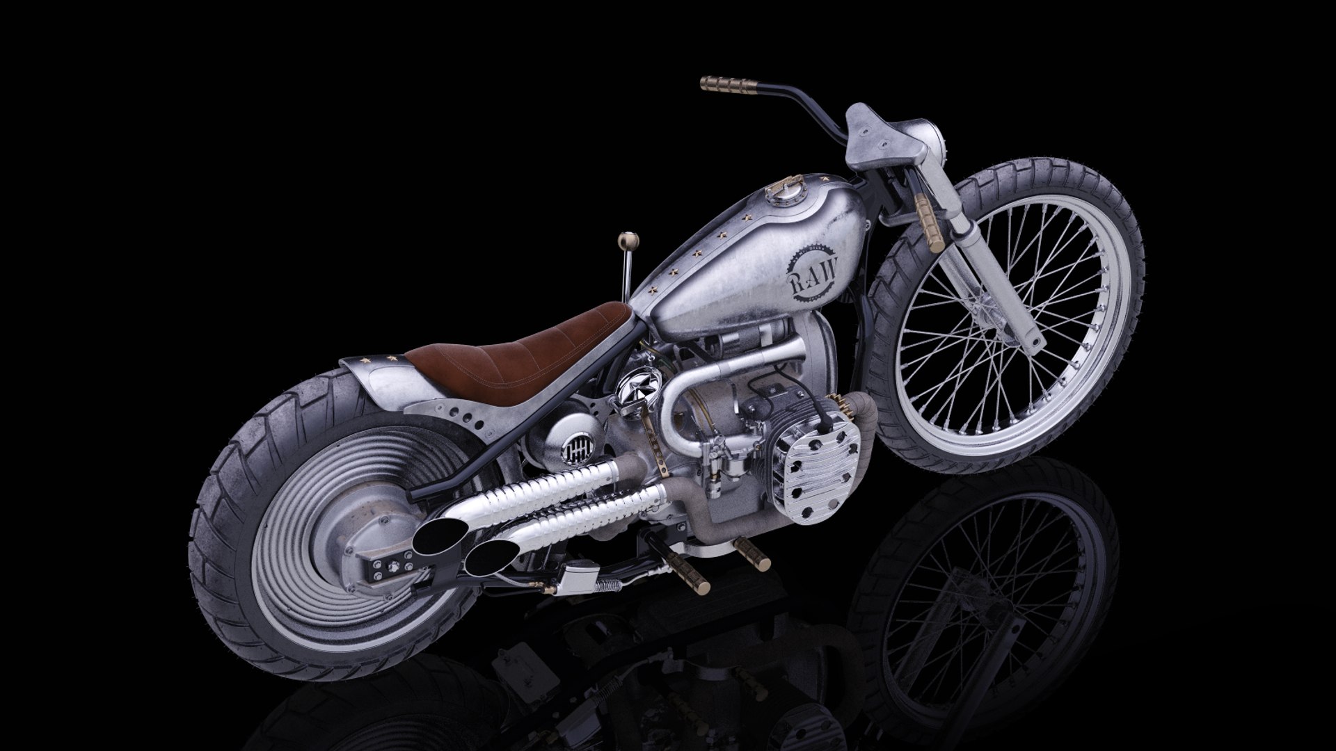 3d model bike custom oppozite engine