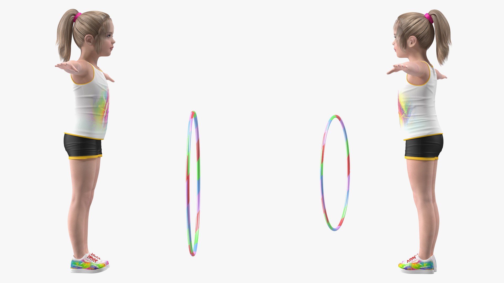 3D Girl Child Sport Style With Hoop T-Pose Model - TurboSquid 2094441