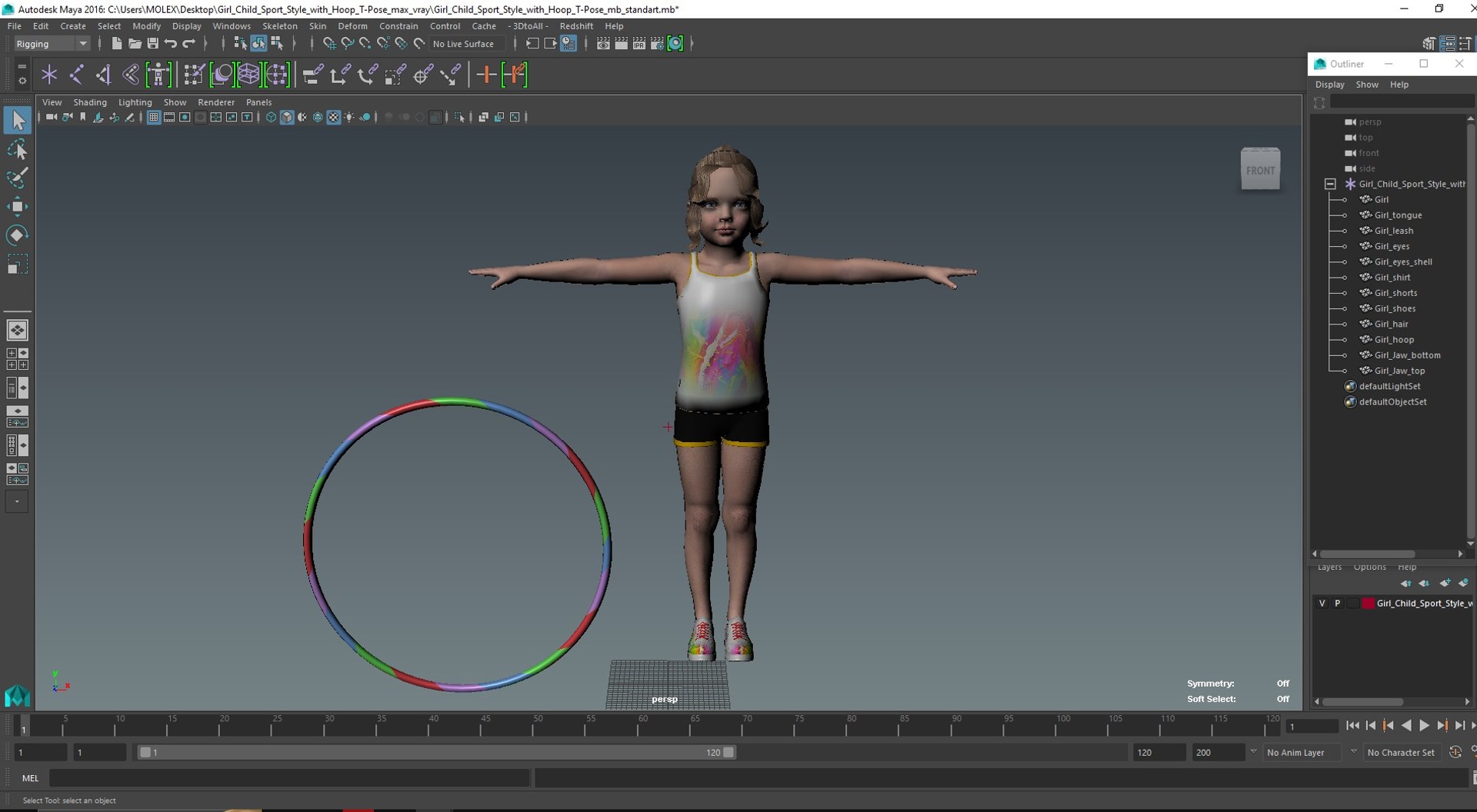 3D Girl Child Sport Style With Hoop T-Pose Model - TurboSquid 2094441