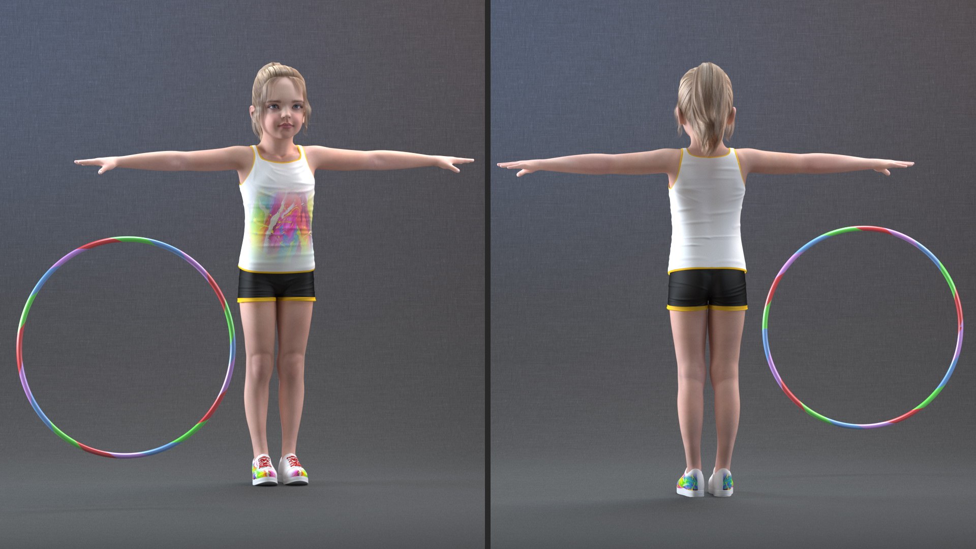 3D Girl Child Sport Style With Hoop T-Pose Model - TurboSquid 2094441