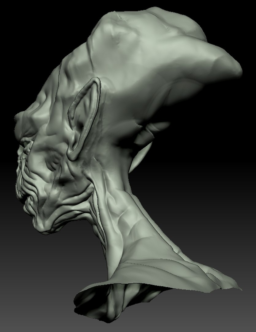 3D old alien head model - TurboSquid 1321479