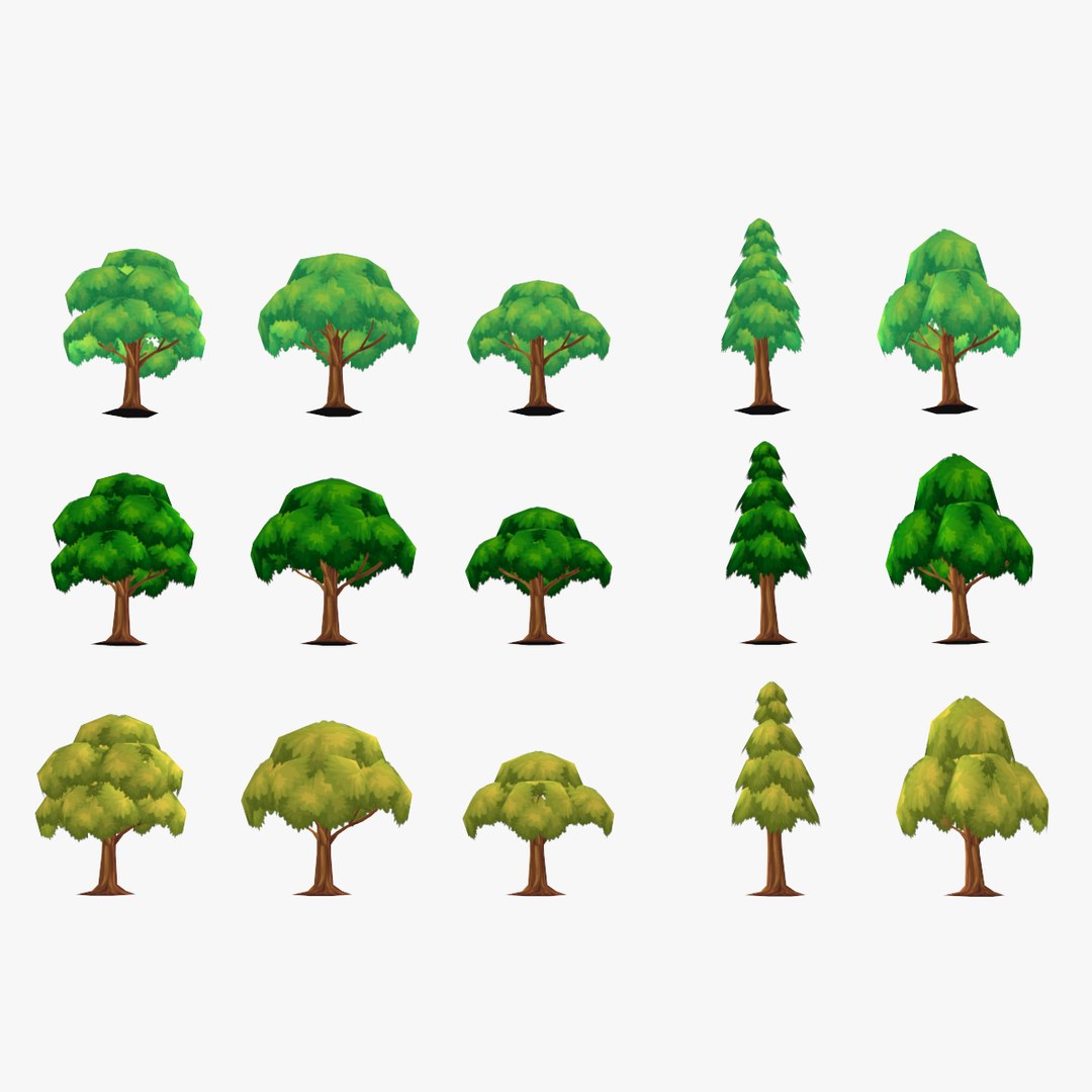 Low Poly Cartoon Trees 3D Model - TurboSquid 1780432