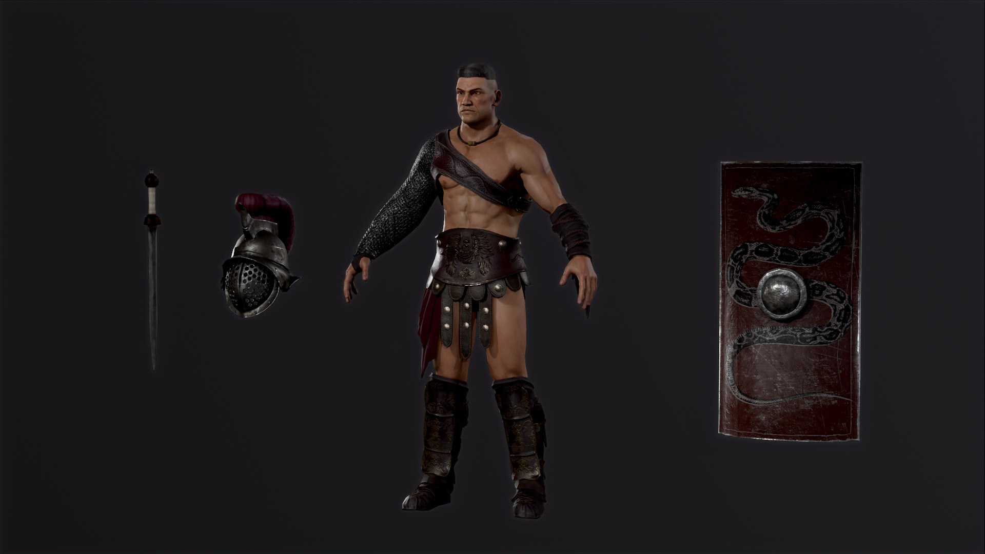 3D Model Gladiator Murmillo Crixus - TurboSquid 2185273