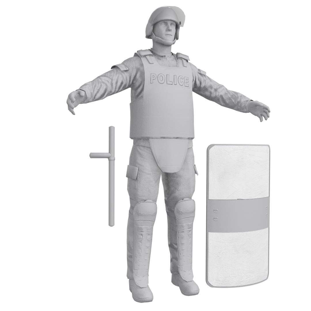 3d model riot police officer