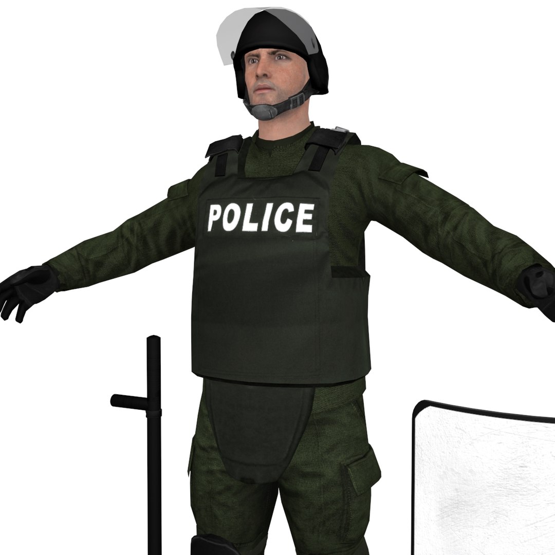 3d model riot police officer