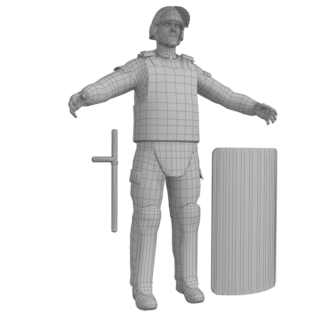 3d model riot police officer