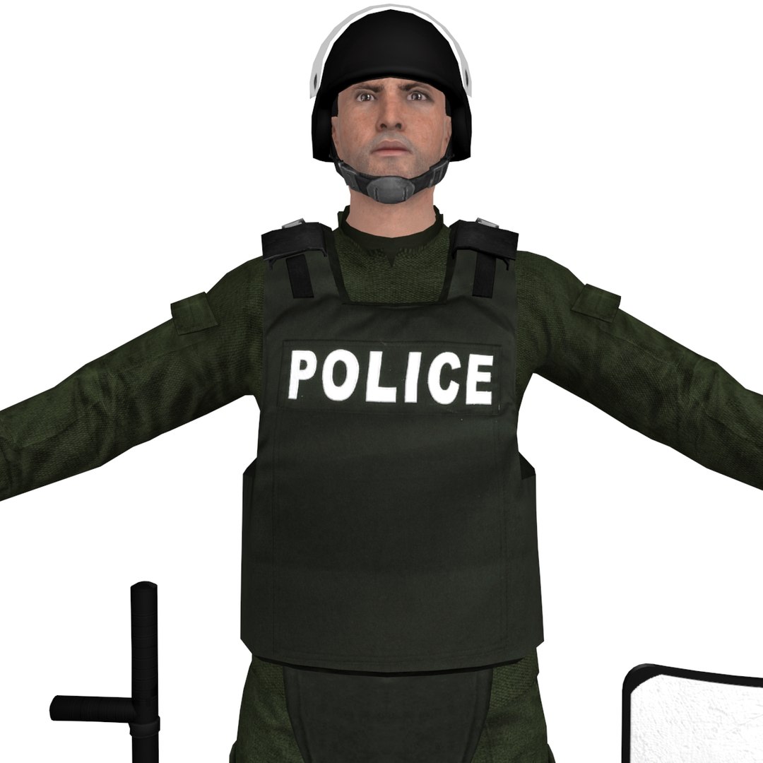 3d model riot police officer