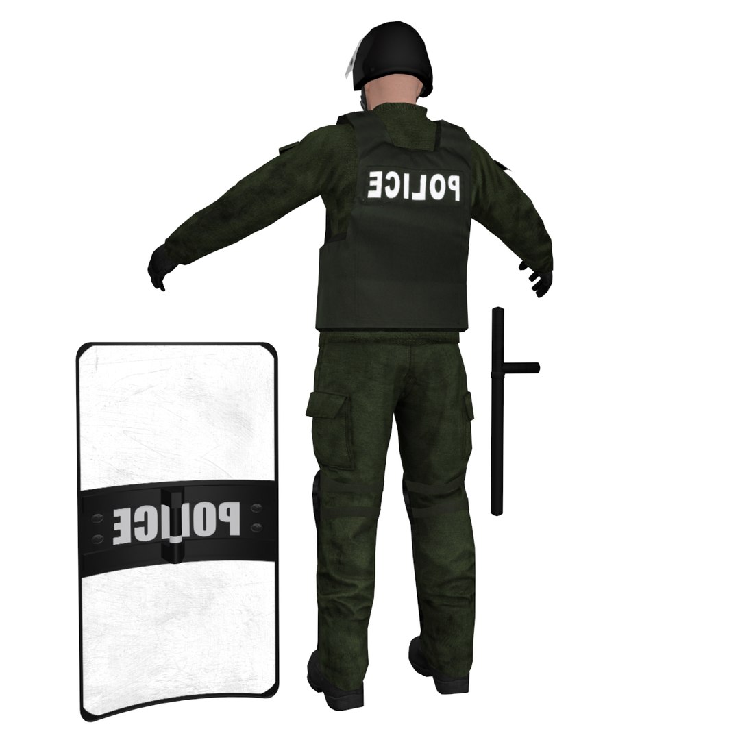 3d model riot police officer