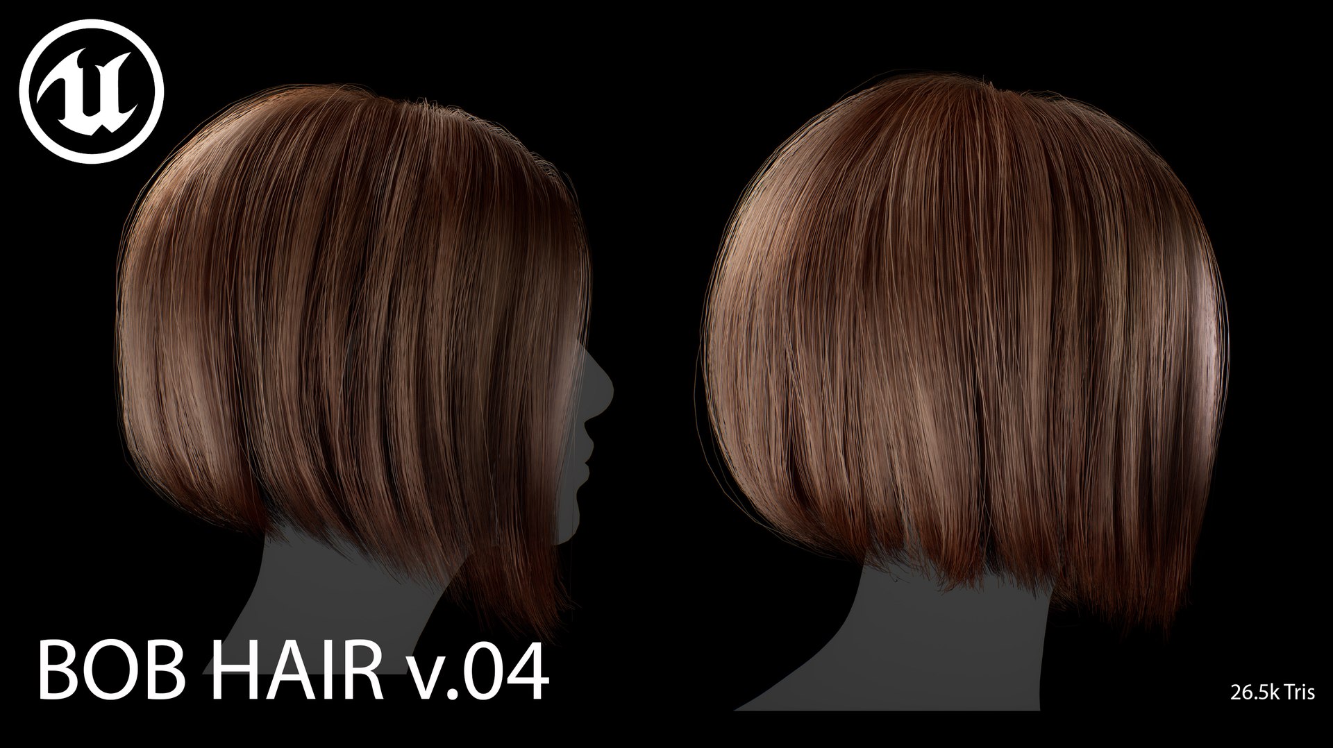 3D Real-Time Female Bob Hairstyle V04 - Game-Ready Hair Asset ...
