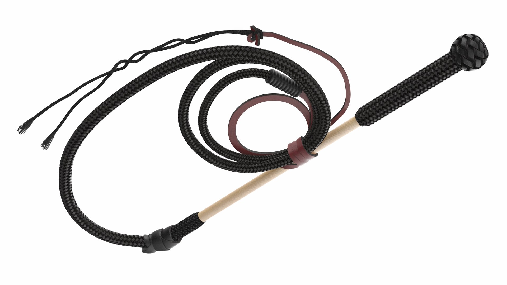 3D Leather Bullwhip Coiled Black Rigged For Cinema 4D - TurboSquid 2264413
