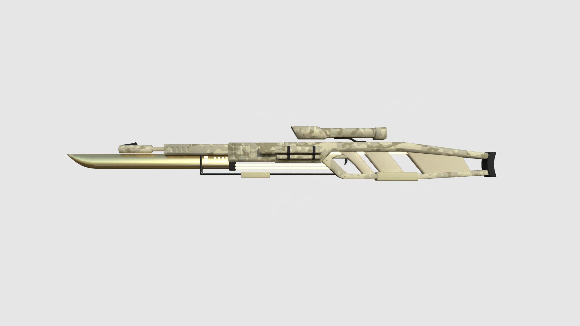 3D SciFi Sniper Gunblade A10 Desert Camouflage - Fiction Weaponry model ...