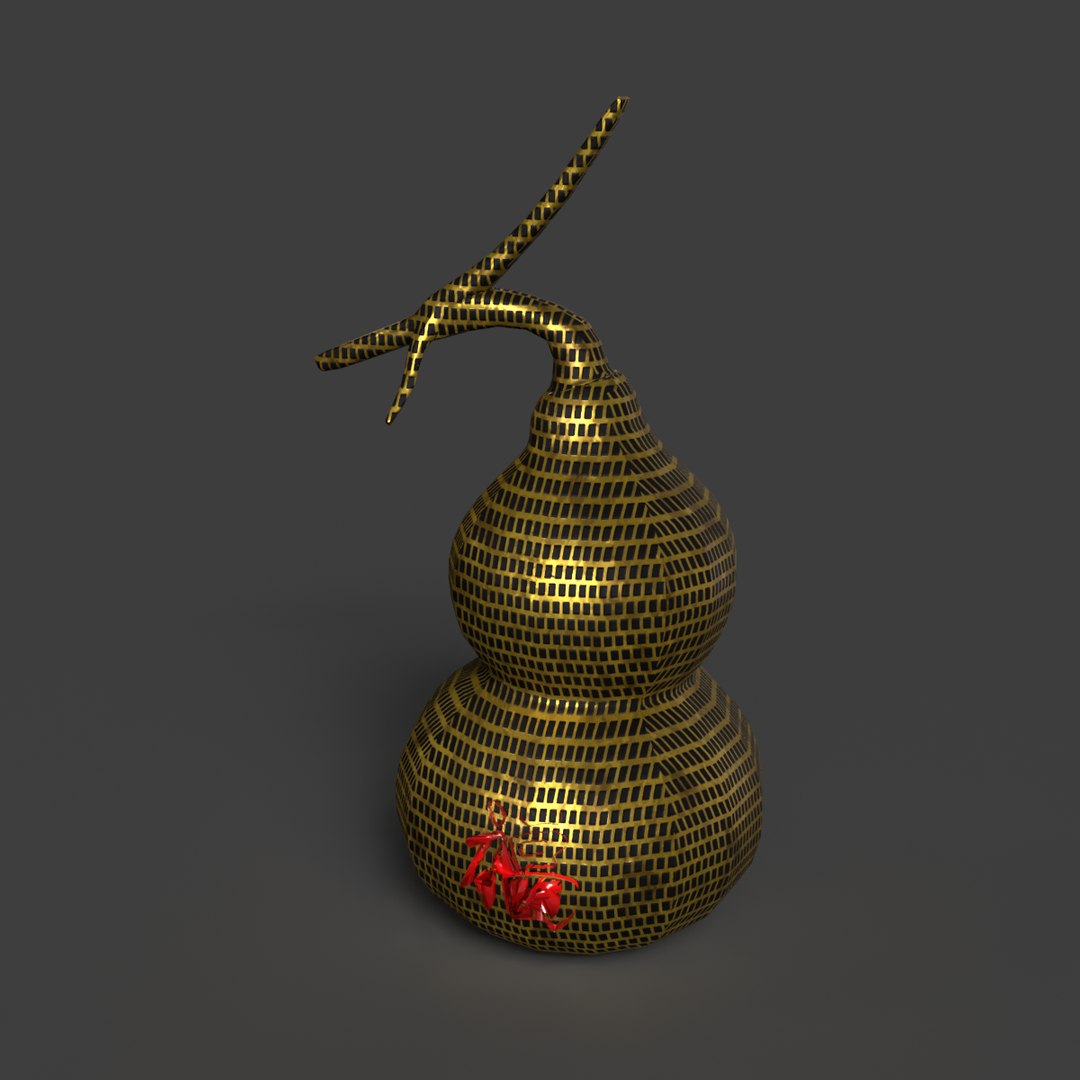 3D Chinese Grid Gold Gourd Figure Model - TurboSquid 2313973