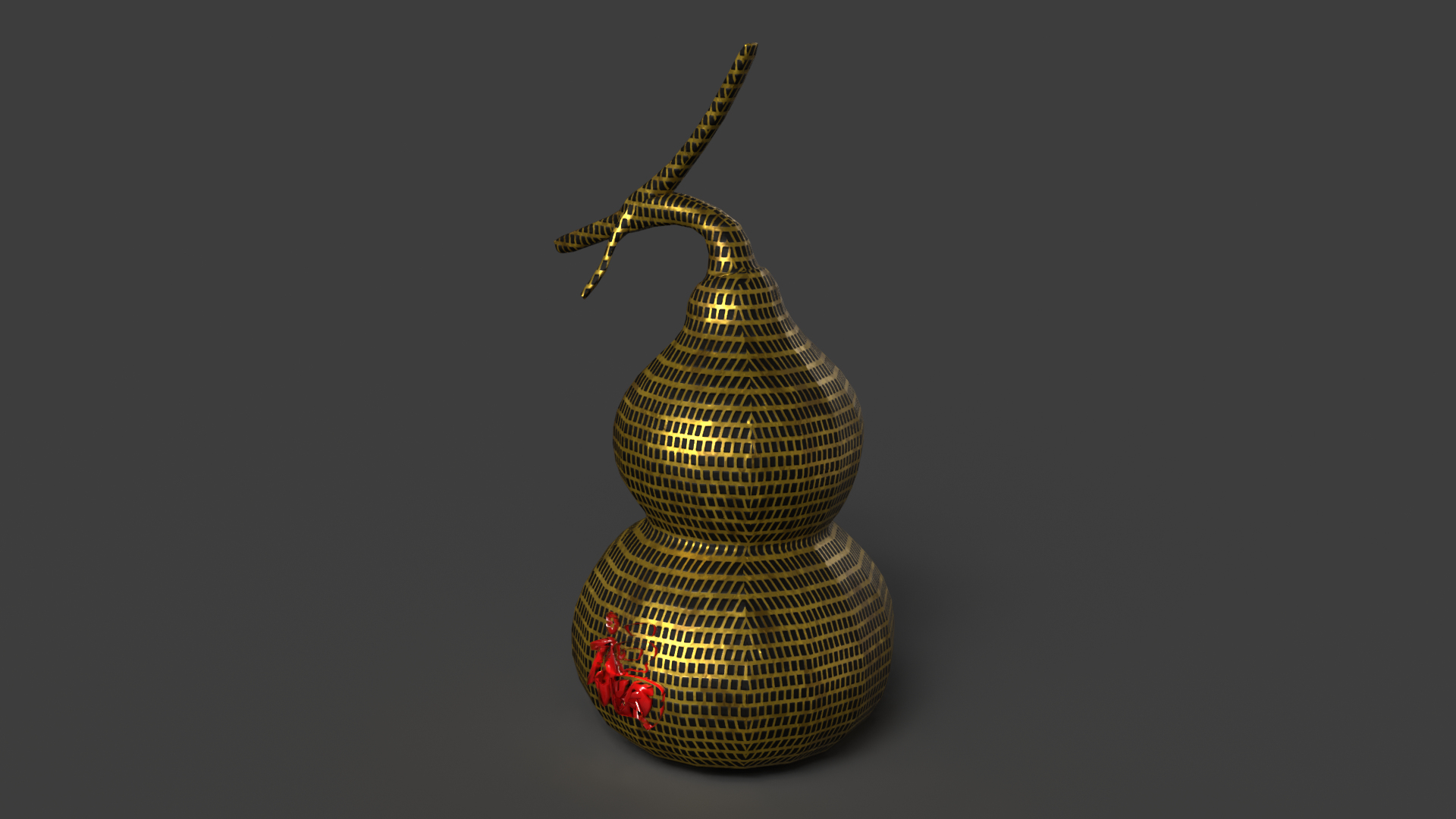3D Chinese Grid Gold Gourd Figure Model - TurboSquid 2313973