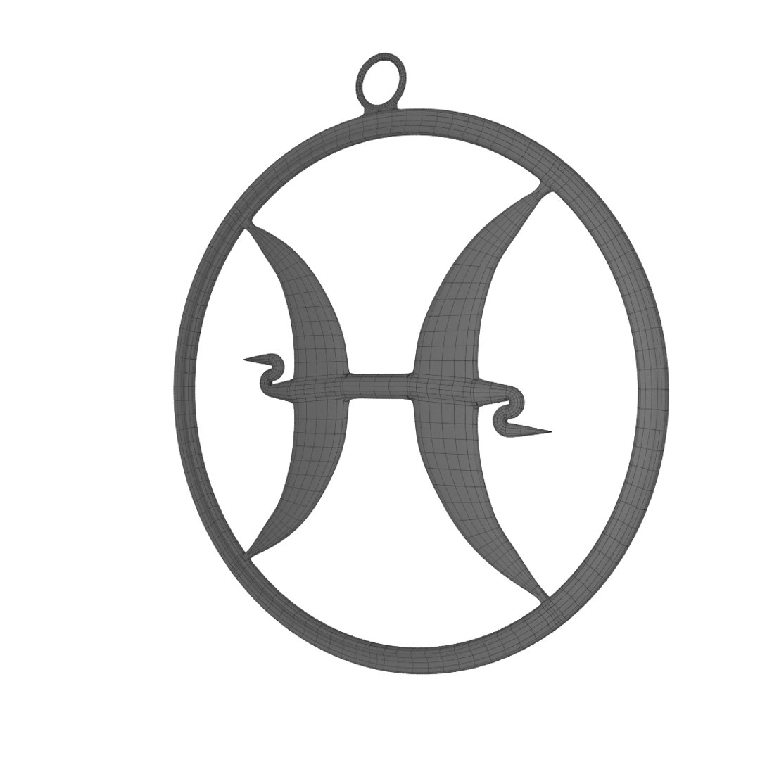 3d Zodiac Pisces Symbol Model