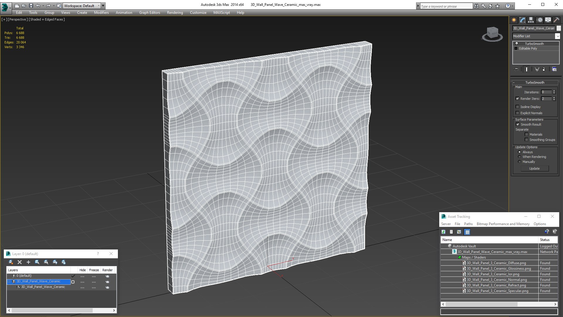 3D Wall Panel Wave Ceramic 3D model - TurboSquid 1907990