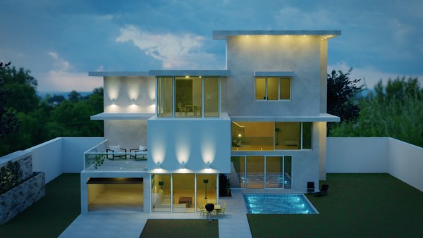 3D Photo-Realistic Modern House or 3D Modern Villa 3D model ...
