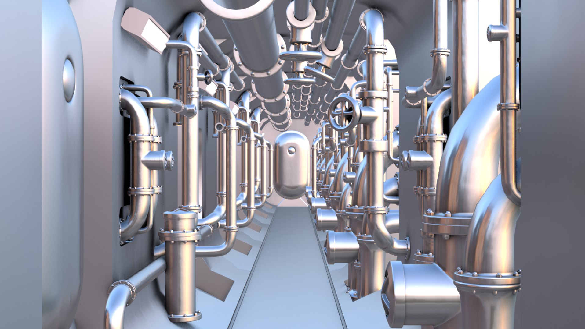 3D pipes plumbing submarine model - TurboSquid 1379538